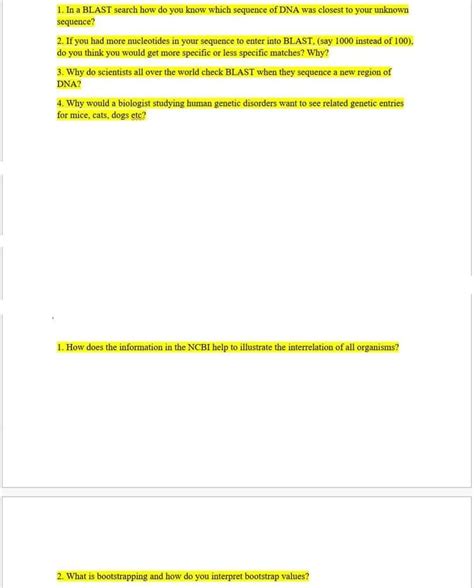 Solved 1 In A Blast Search How Do You Know Which Sequence