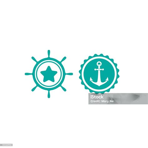 파란색 해상 라벨 세트 흰색에 고립 된 투구와 앵커 선박 및 보트 스티어링 휠 표지판 골동품에 대한 스톡 벡터 아트 및 기타 이미지 골동품 대형 범선 라벨 Istock
