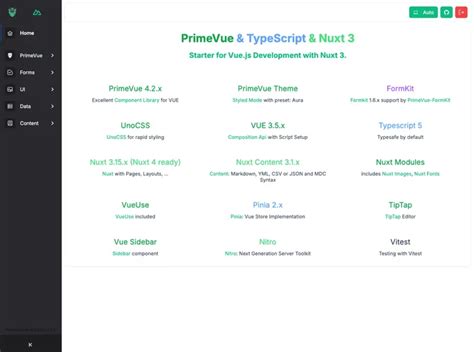 Nuxt3 Primevue Starter By Sfxcode A Nuxt Template Built At Lightspeed
