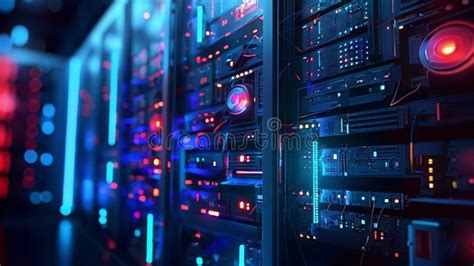 Server Room Equipment Blinking And Storing Digital Information Stock Video Video Of Computer