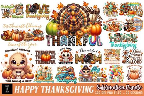 Happy Thanksgiving Sublimation Bundle Graphic By Zemira · Creative Fabrica