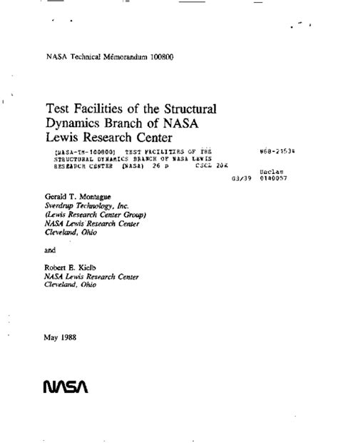 Pdf Test Facilities Of The Structural Dynamics Branch Of Nasa Lewis