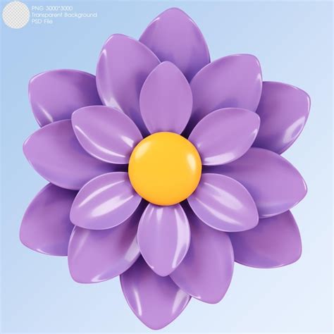 Premium Psd 3d Rendering Yellow Flower Isolated On Background