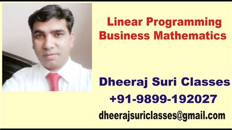 Linear Programming Lecture 3 B Com H Youtube