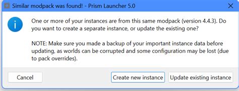 Modpack Name Updating Should Be A Checkbox · Issue 264 · Prismlauncherprismlauncher · Github