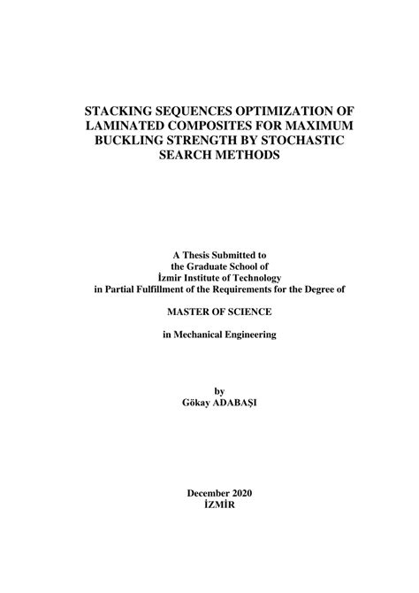 Pdf Stacking Sequences Optimization Of Laminated Composites For Maximum Buckling Strength By