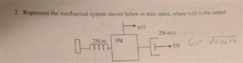 Solved Represent The Mechanical System Shown Below In State Chegg