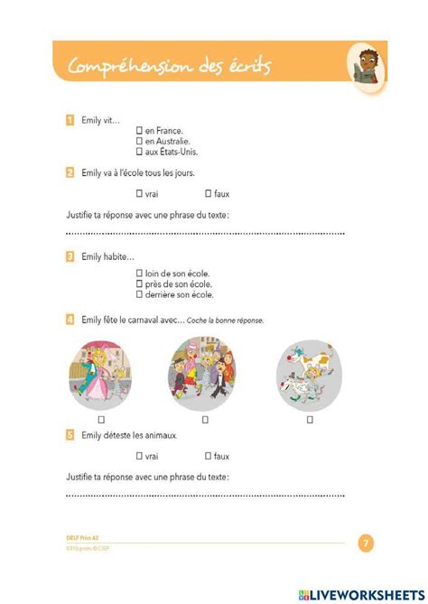 Comprehension Ecrite Delf Prim A2 Worksheet Live Worksheets 47 Off
