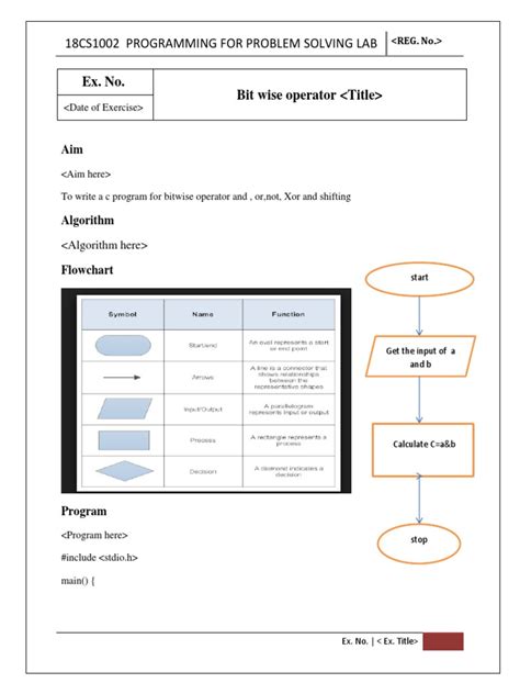 Ex No Bit Wise Operator 18cs1002 Programming For Problem Solving