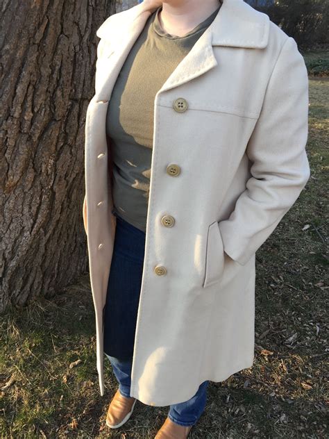 Vintage 60s Off White Cashmere Coat Shop Thrilling