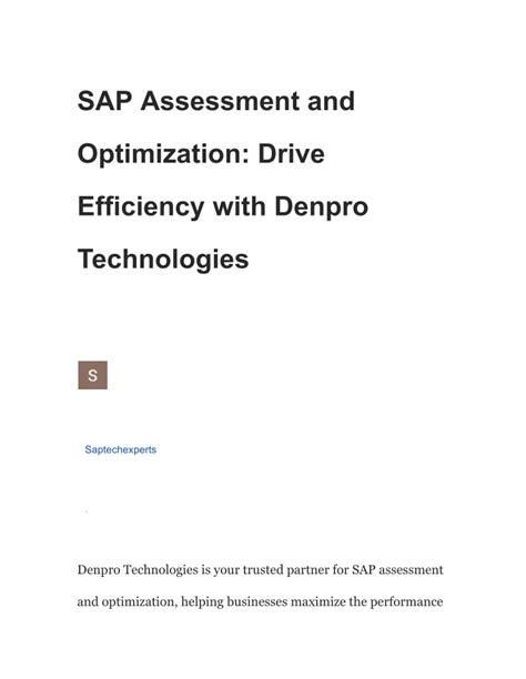 PPT SAP Assessment And Optimization Drive Efficiency With Denpro Technologies PowerPoint