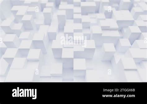 Geometric White Light Clean Cube Background With Square Shapes Seamless Looping Animated