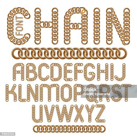 벡터 스크립트 현대 알파벳 편지 세트 대문자로 크리에이 티브 글꼴 강철 체인 링크 링크에 합류 했다 강철에 대한 스톡 벡터 아트 및 기타 이미지 Istock
