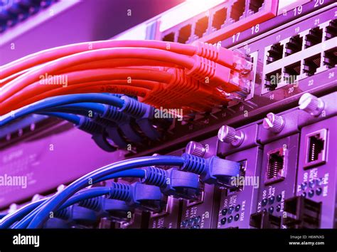 Network Switch And Ethernet Cables Data Center Concept Stock Photo Alamy