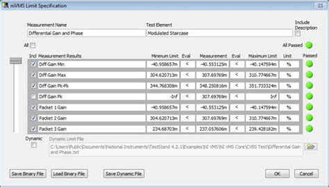 Specifying Testing Limits In Teststand Ni Video Measurement Suite