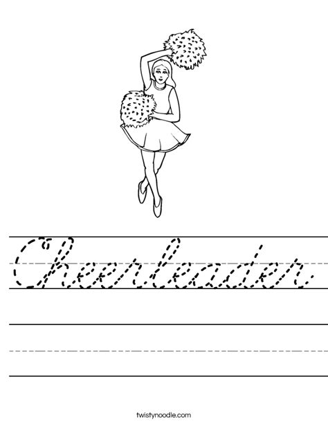 Cheerleader Worksheet Cursive Twisty Noodle