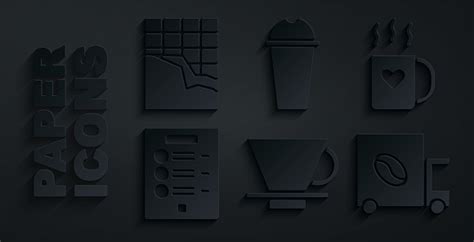 V60 커피 메이커 커피 컵과 심장 메뉴 거리 트럭 기계 밀크 쉐이크와 초콜릿 바 아이콘을 설정합니다 벡터 3차원 형태에 대한 스톡 벡터 아트 및 기타 이미지 Istock