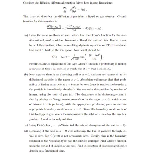 Solved Consider The Diffusion Differential Equation Given