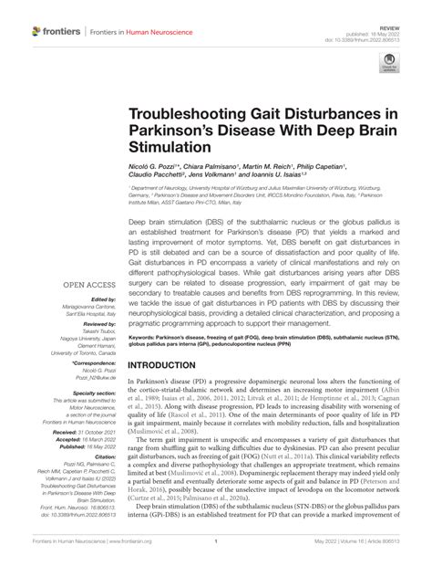 Pdf Troubleshooting Gait Disturbances In Parkinsons Disease With Deep Brain Stimulation