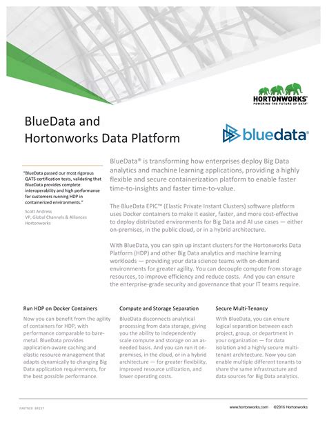Bluedata And Hortonworks Data Platform Hdp Pdf