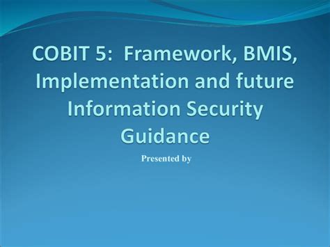 Cobit 5 For Information Security