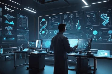 Premium Photo Virtual Interface Dna Science Laboratory Research