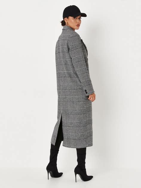Пальто осіннє довге жіноче Missguided O1448689 34 Чорне з білим Dn5059384011817 Брендовий