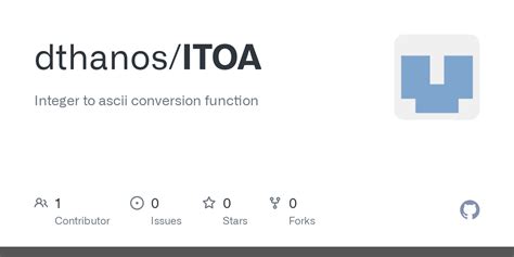 Github Dthanositoa Integer To Ascii Conversion Function