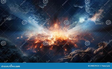 Explosions In Space With Fiery Flashes A Digital Art Representation Of A Cosmic Burst Big