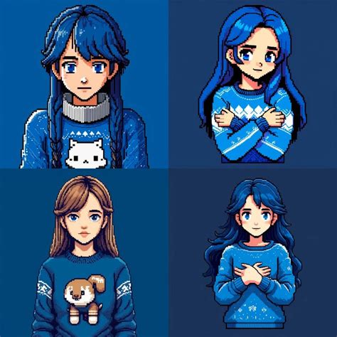 Девушка с синими волосами в синем свитере в 2024 г Синие свитера Рисунки девушки Синие волосы