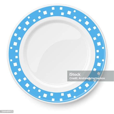 흰색 배경에 격리된 다양한 크기의 사각형 요소의 흰색 패턴이 있는 파란색 벡터 플레이트 그릇에 대한 스톡 벡터 아트 및 기타 이미지 그릇 그림자 깨끗한 Istock