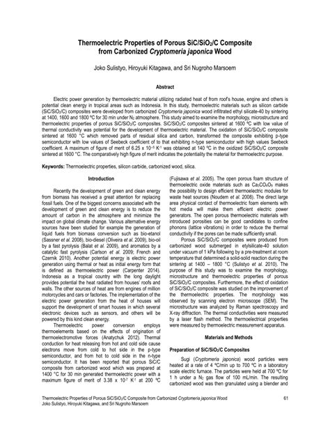 pdf thermoelectric properties of porous sic sio2 c composite from