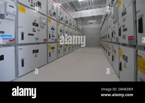 Rows Of Cases With Switchboards And Sensors At Substation Stock Video Footage Alamy