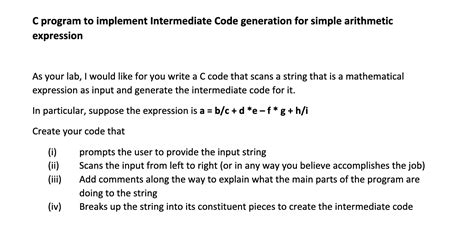 Solved C Program To Implement Intermediate Code Generation