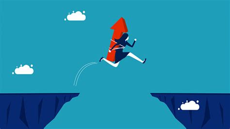 비즈니스 성장의 장애물 성장하는 화살을 가진 사업가가 격차를 뛰어 넘는다 개발에 대한 스톡 벡터 아트 및 기타 이미지 개발