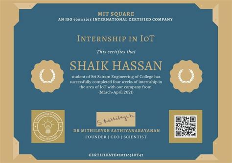 Shaik Hassan On Linkedin Internship Iot Mitsquare