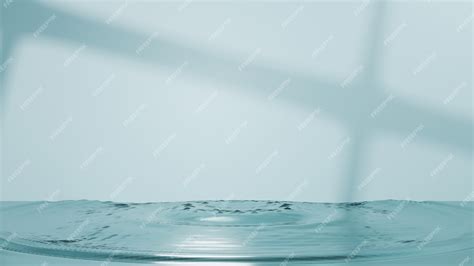 파란색 톤 배경에 제품을 배치하기 위한 물 바닥의 3d 렌더링 쇼 제품을 위해 빈 장면 쇼케이스 모형 프리미엄 사진