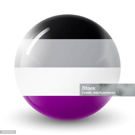 무성애자의 깃발유리 라이트 볼 둥근 구 템플릿 아이콘 광택 사실적 공 3d 추상 벡터 일러스트 사랑이 승리합니다 무지개 색상의 무성 로고 기호 스티커 프라이드 컬렉션 3차원