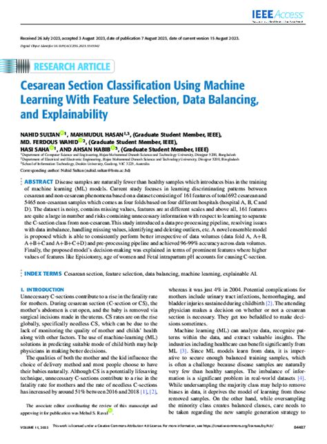 Pdf Cesarean Section Classification Using Machine Learning With Feature Selection Data