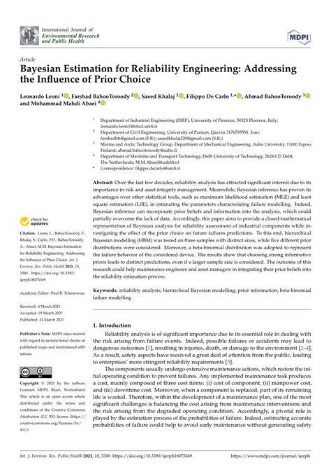 Pdf Bayesian Estimation For Reliability Engineering Addressing The Influence Of Prior Choice