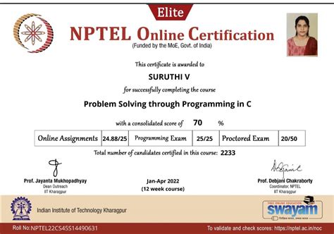 Suruthi Velumani On Linkedin Nptel Cprogramming Lifelonglearner