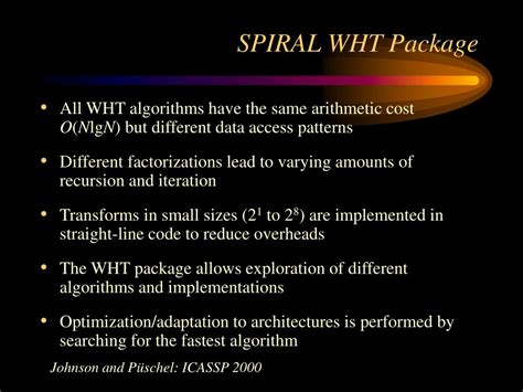 ppt a prototypical self optimizing package for parallel implementation of fast signal