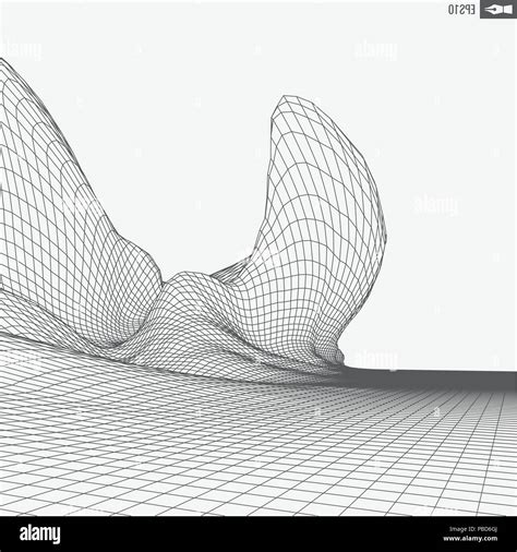 Abstract Vector Landscape Background Cyberspace Grid 3d Technology Illustration Stock Vector