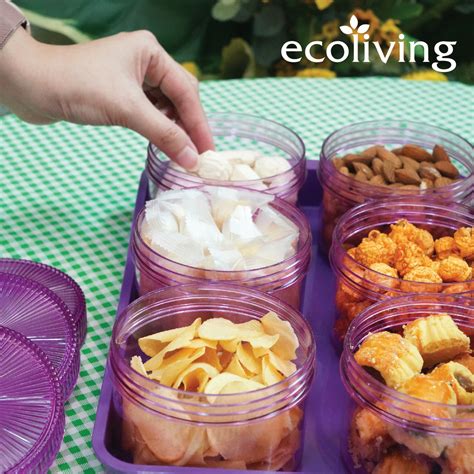 Eco Living 450ml 6pcspack Kuih Raya Canister Set Candy Tray With Tray