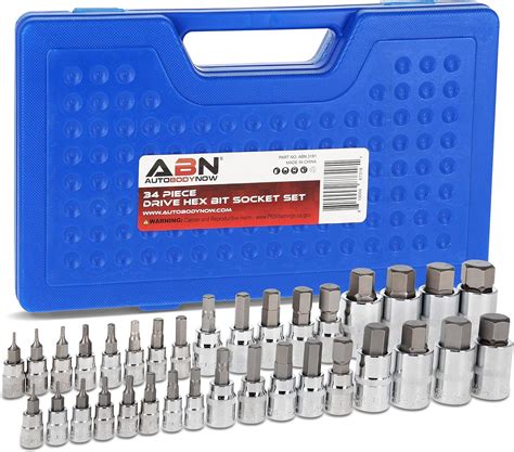 ABN Hex Bit Sockets 34 Pc Allen Socket Set SAE And Metric Hex Bit Set Hex Wrench Bit Socket