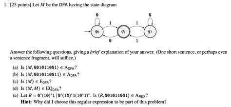 Points Let M Be The DFA Having The State Chegg Com