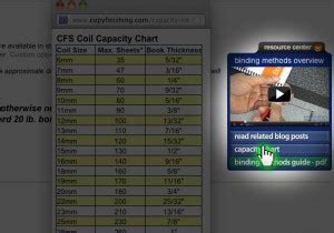 Binding Combs Sizes Chart Ponasa