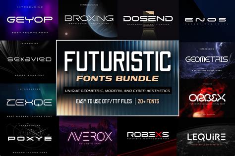 Futuristic Font Bundle Font Bundle Science Font Modern Fonts