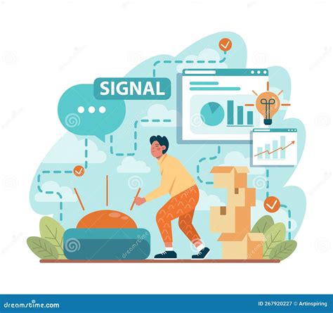 Signal Concept Person Recieving Or Giving Signal Source Stock Vector