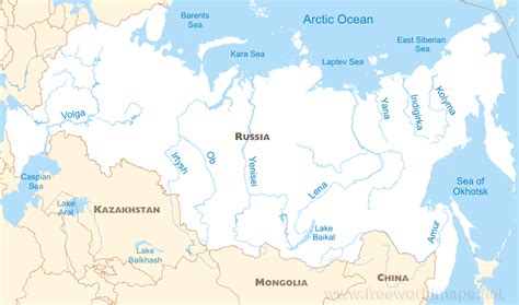 Russia Rivers Map